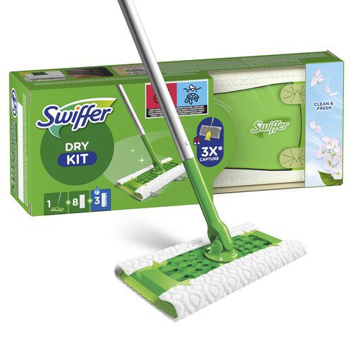 Kit scopa e panni 8 asciutti/3 umidificati - Swiffer - Manutan.it