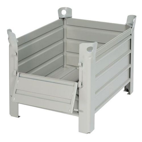 Cassa-pallet in metallo impilabile - Con lato ribaltabile - Manutan Italia
