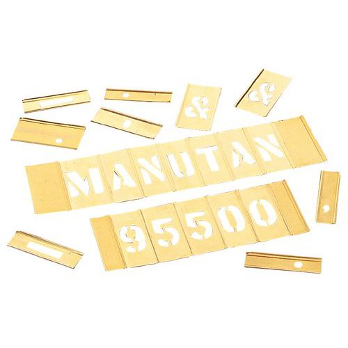 Stencil in ottone - Kit di 92 caratteri alfanumerici - Manutan.it