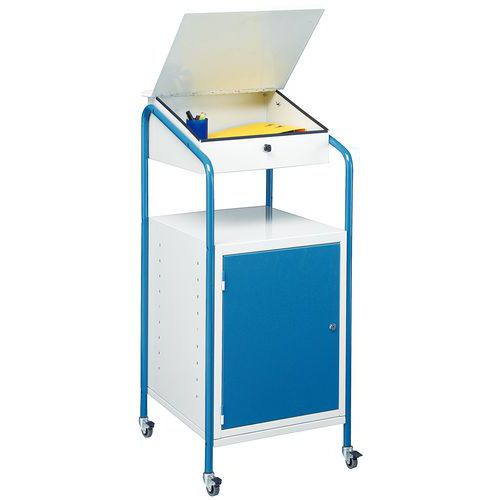 Mobiletto con leggio da officina su ruote - Manutan.it