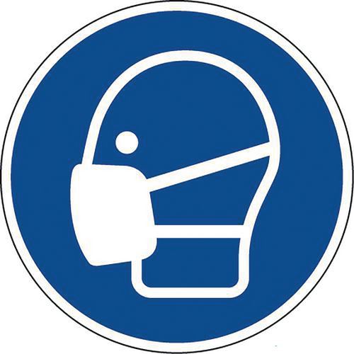 Cartello d'obbligo - Maschera obbligatoria - Adesivo - Manutan.it